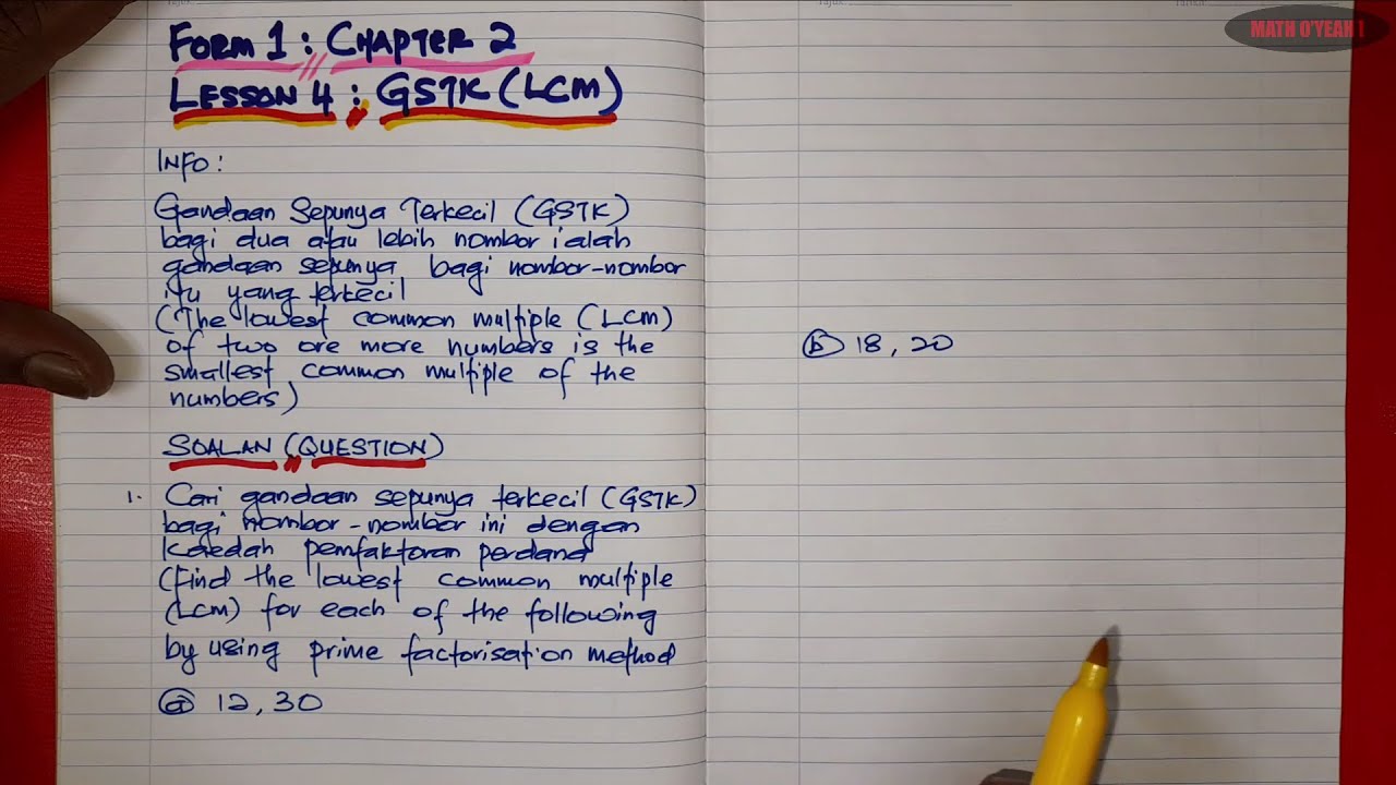 FORM 1 MATHS: GANDAAN SEPUNYA TERKECIL (PELAJARAN 4) - YouTube