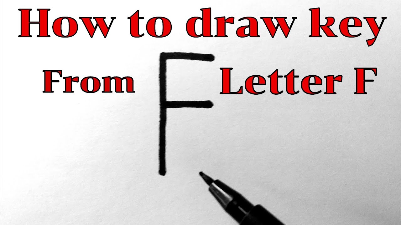 How to draw key from letter F EASY THINGS TO DRAW FOR BEGINNERS Turn ...