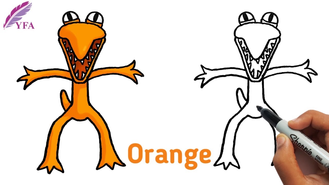 How to Draw Orange Easy 🌈 Roblox Rainbow Friends 🌈 Yaazhini Fine Art 🎨 ...