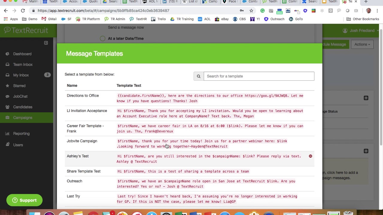 TextRecruit - Templates and Mail Merge Features - YouTube