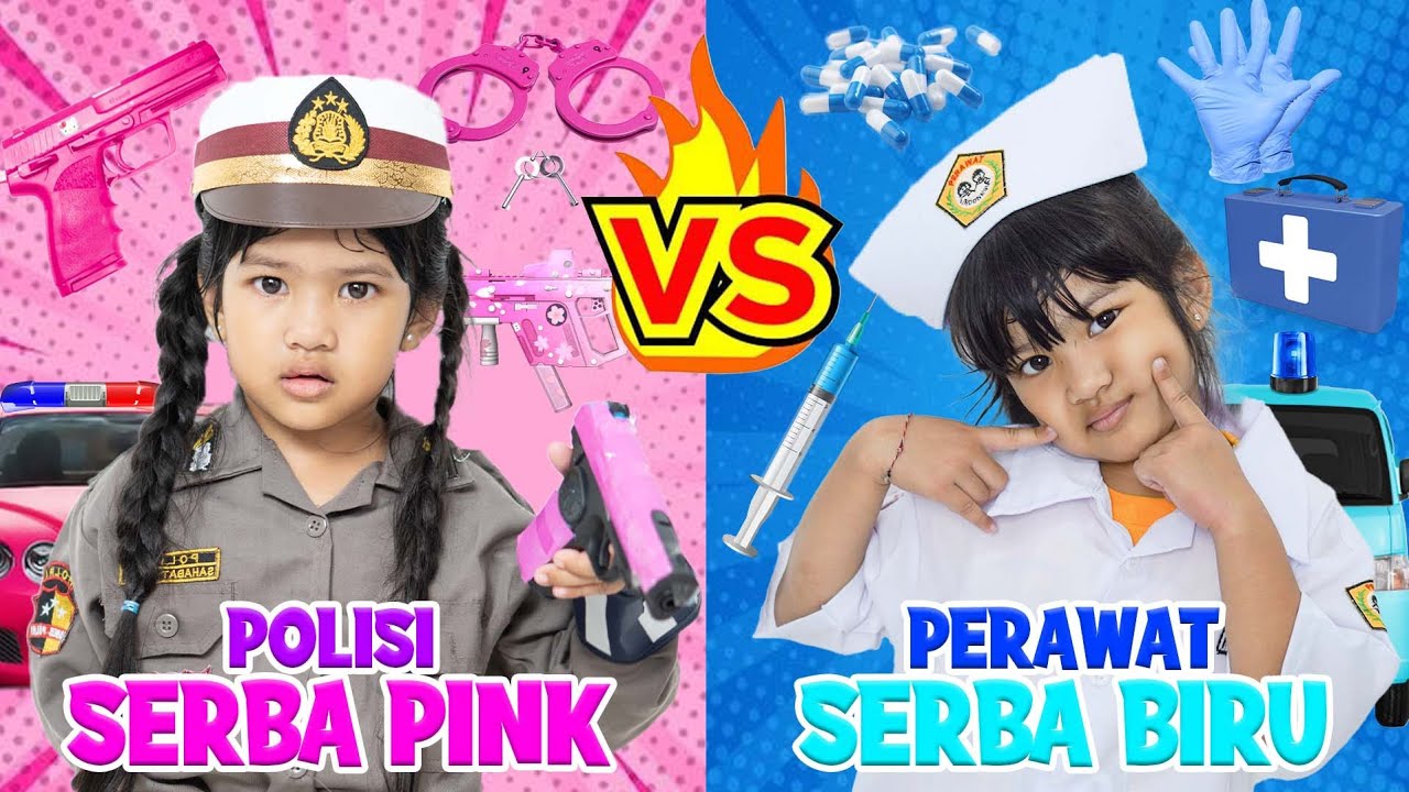 DOMINIQUE POLISI BAIK SERBA PINK VS PERAWAT SERBA BIRU😍!! WAH BEDA ...