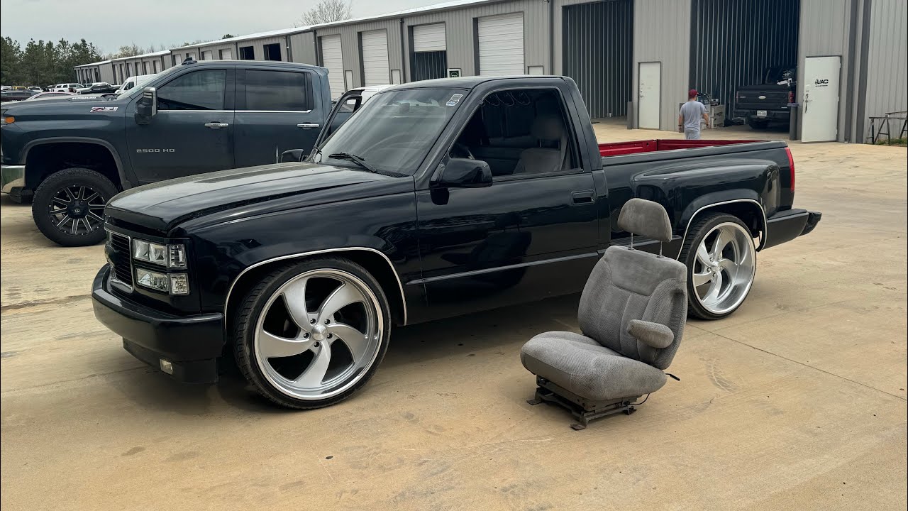 1996 single cab bucket seat install - YouTube