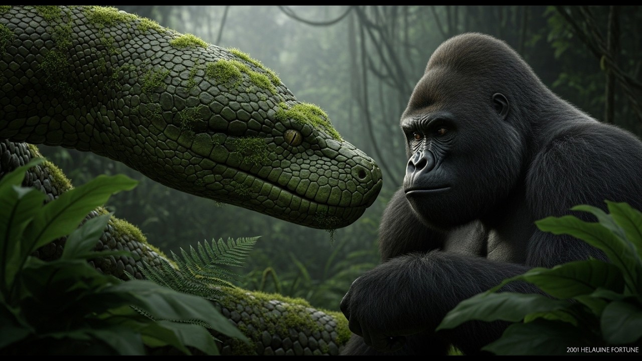King Kong vs Giant Anaconda: Camouflaged Drop from Above wow - YouTube