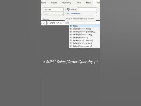Use SUM() DAX function in Power BI - YouTube
