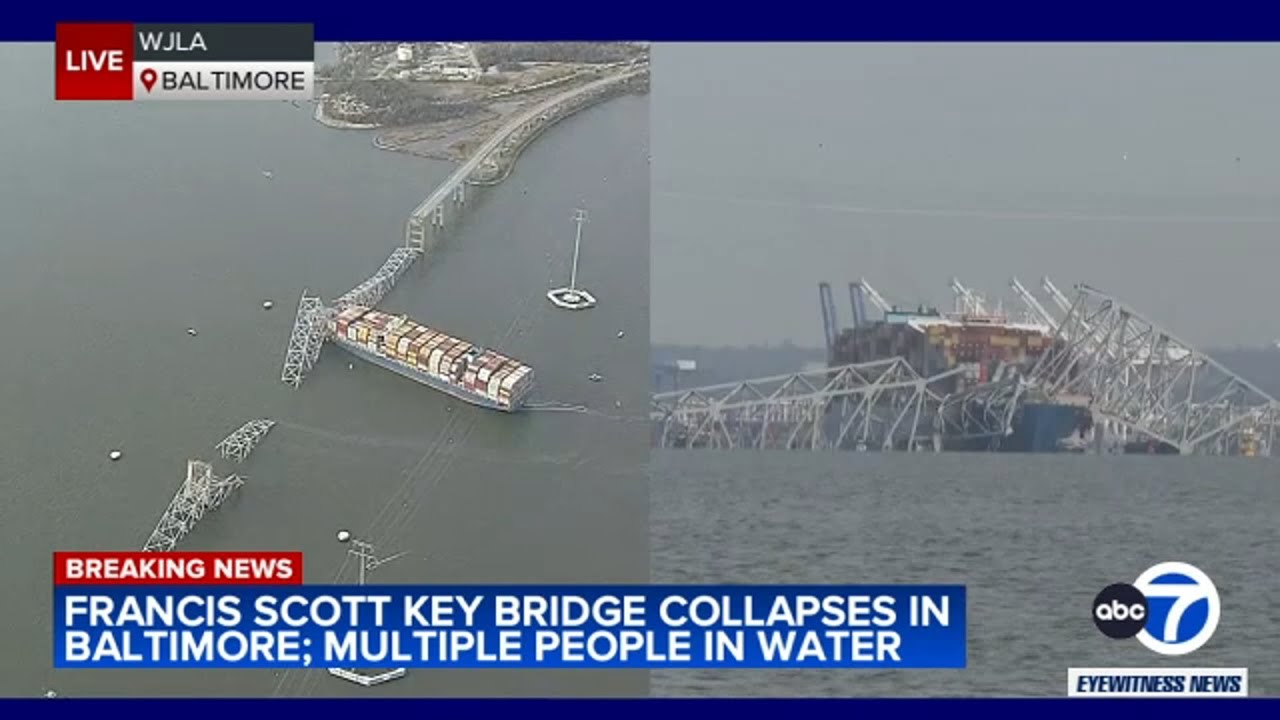 LIVE | Francis Scott Key Bridge partially collapses in Baltimore - YouTube