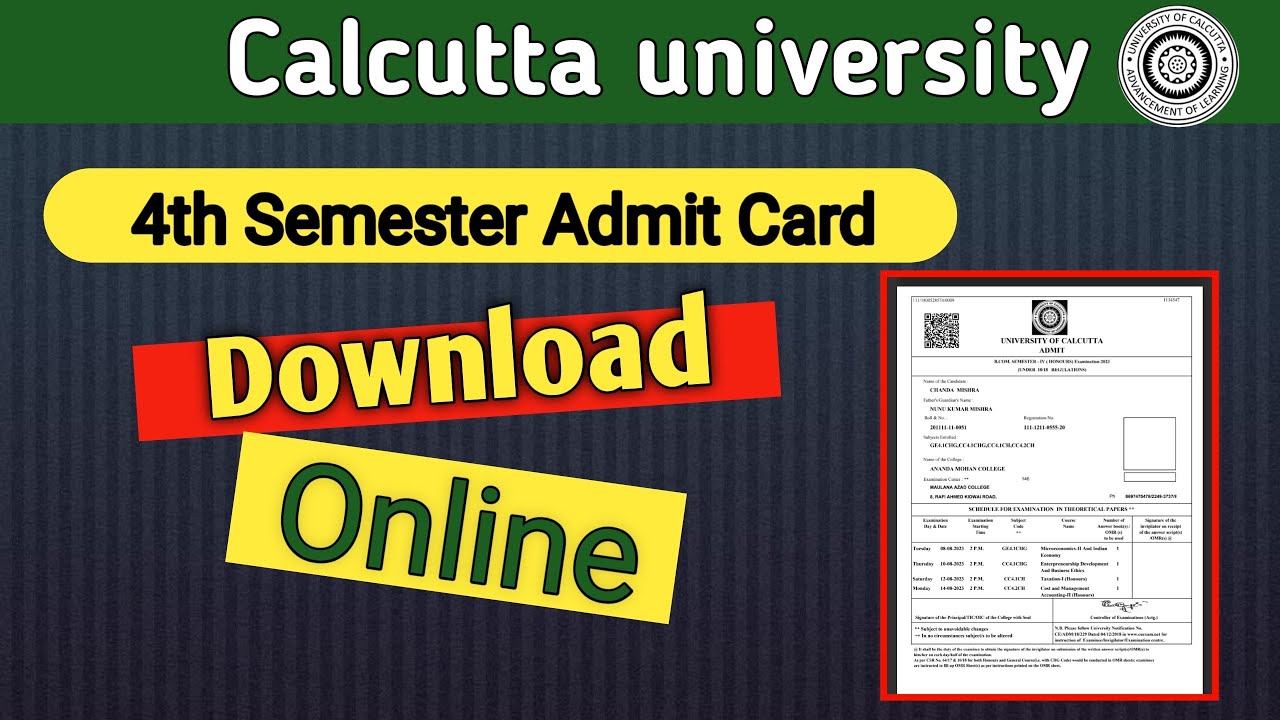 CU 4th Semester Admit Card Download Online 📱| 4th Semester Admit Card ...