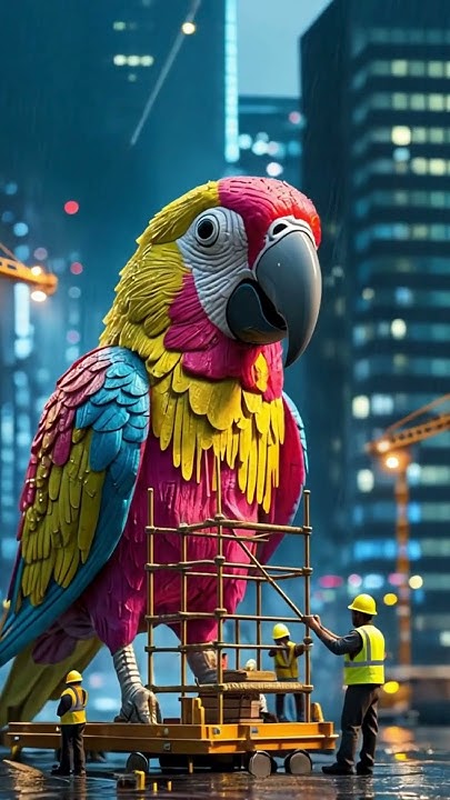 Tiny Workers Rebuild a Giant Parrot in the Rain | Cinematic Miniature City Scene 🌧️🦜 #food #cake ...