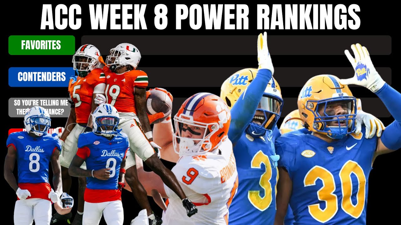 Week 8 ACC Power Rankings - Tier List Ranking | Can SMU Win the ...