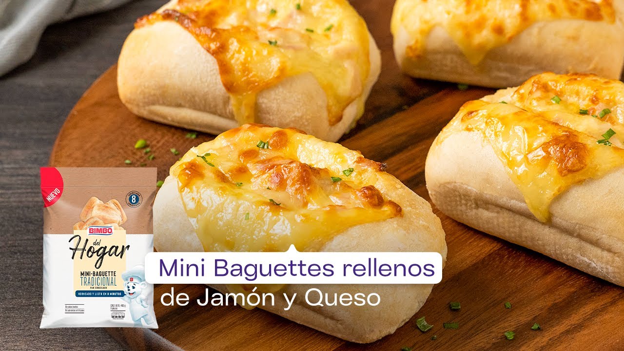 Receta de Mini Baguettes rellenos de Jamón y Queso - YouTube