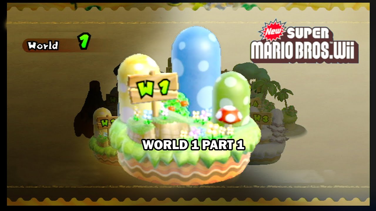 New Super Mario Bros Wii World 1 Part 1 No Commentary - YouTube