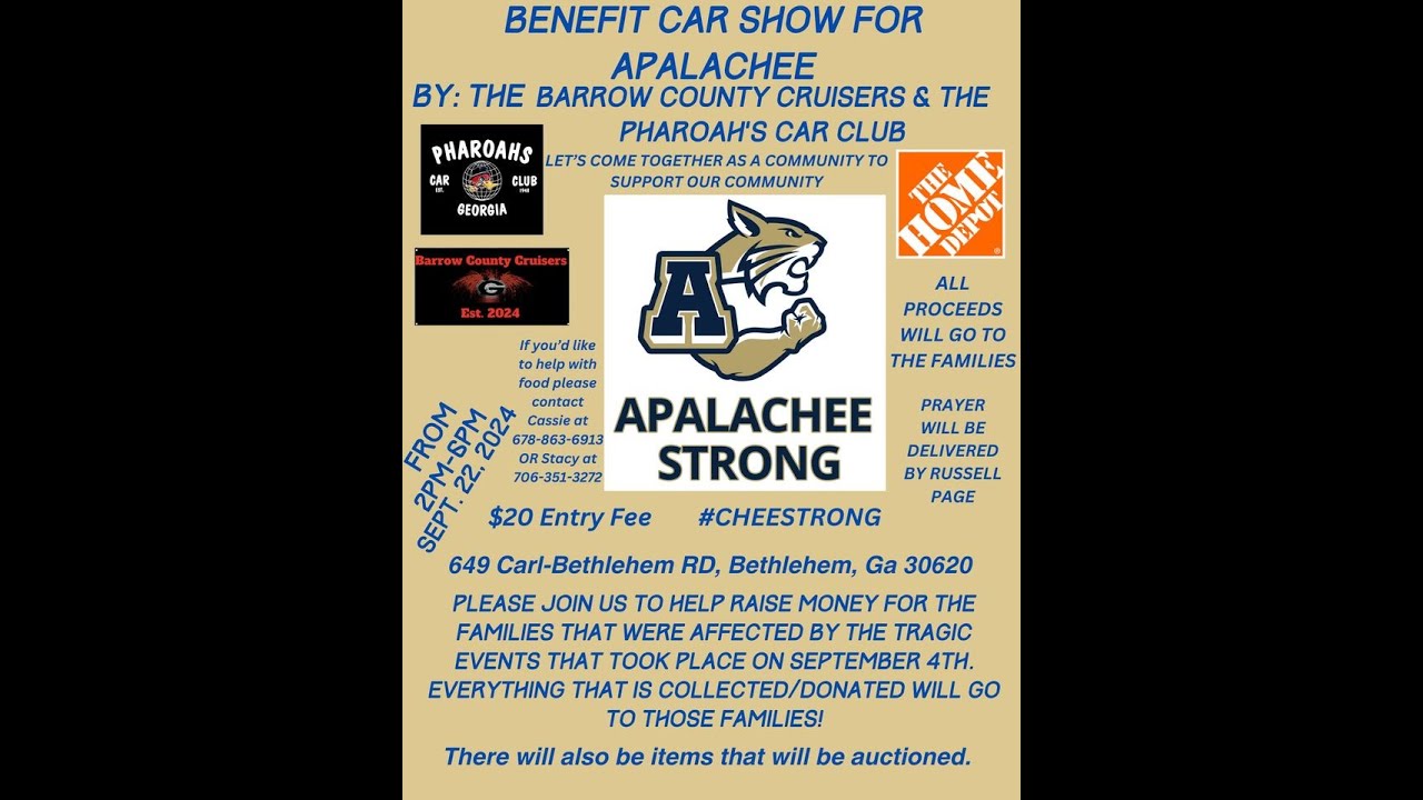 Apalachee High School Benefit Car Show September 22nd, 2024 - YouTube