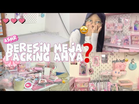 ASMR BERESIN MEJA PACKING AHYAA?😻💥 BERANTANKANA BANGETT❓🙀 #asmrsetup #mejakpop