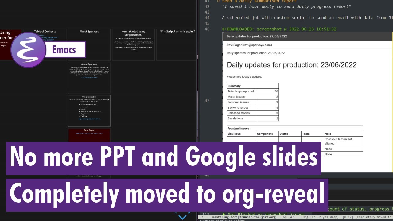 Org-mode - Completely moved to org-reveal - YouTube