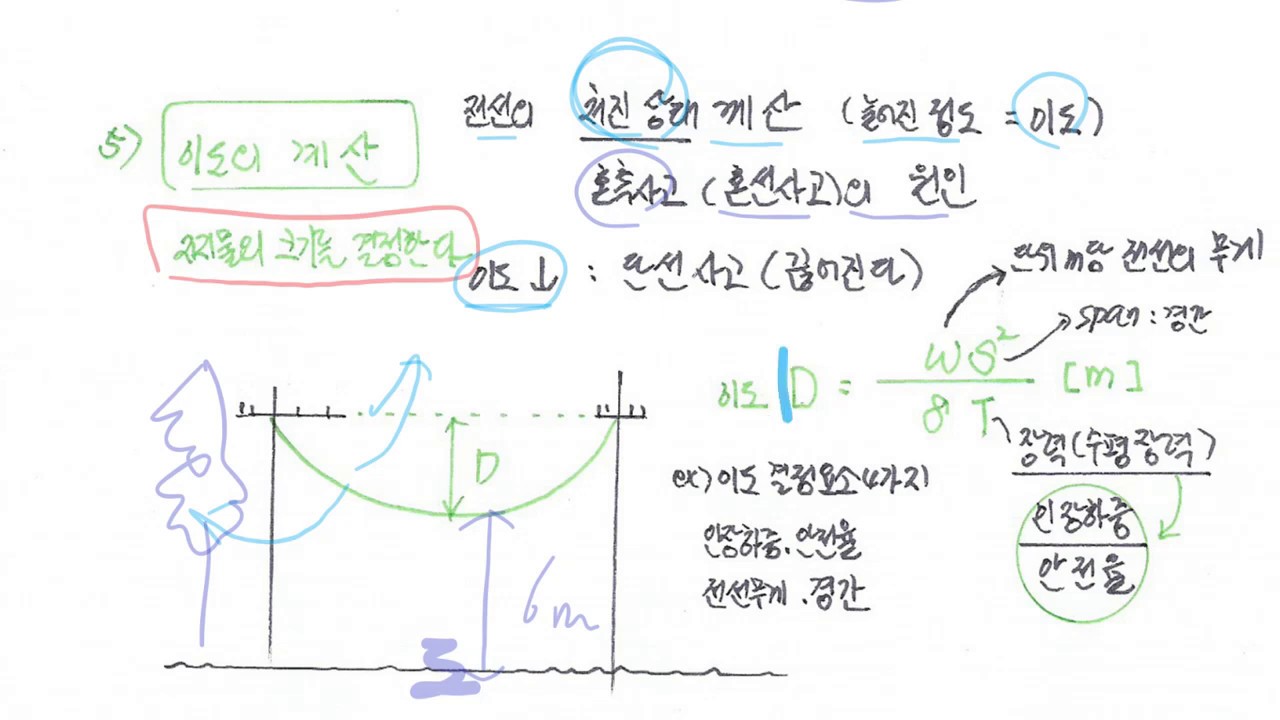 Ep 04 전기기사자격증같이따요전력공학 지지물의 정류 전봇대 E빙성하중 함성하중 부하계수 이도의 계산 전선의