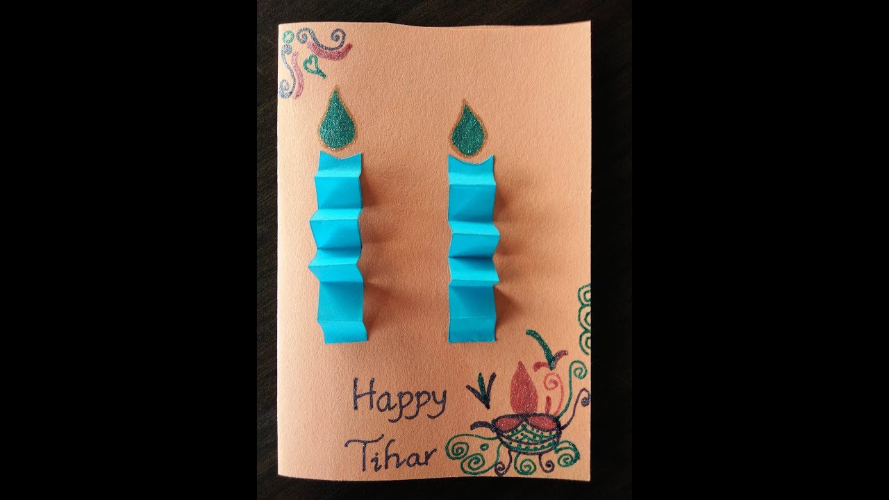 How to make Diwali greeting card || Easy Tihar (Diwali) card design. #3 ...