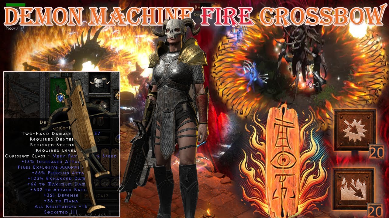 Diablo 2 Resurrected - Demon Machine Unique Crossbow Fire Damage Amazon ...