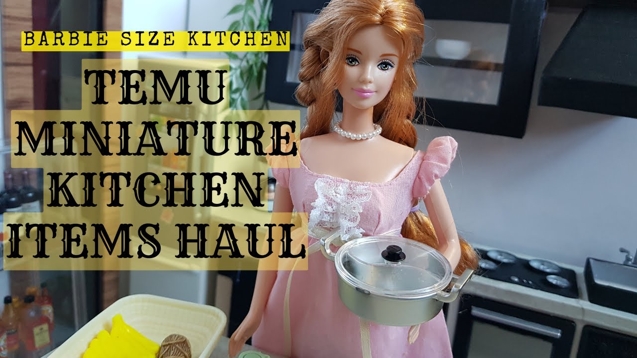 Stocking the Barbie Kitchen Island with Miniatures from Temu! - YouTube