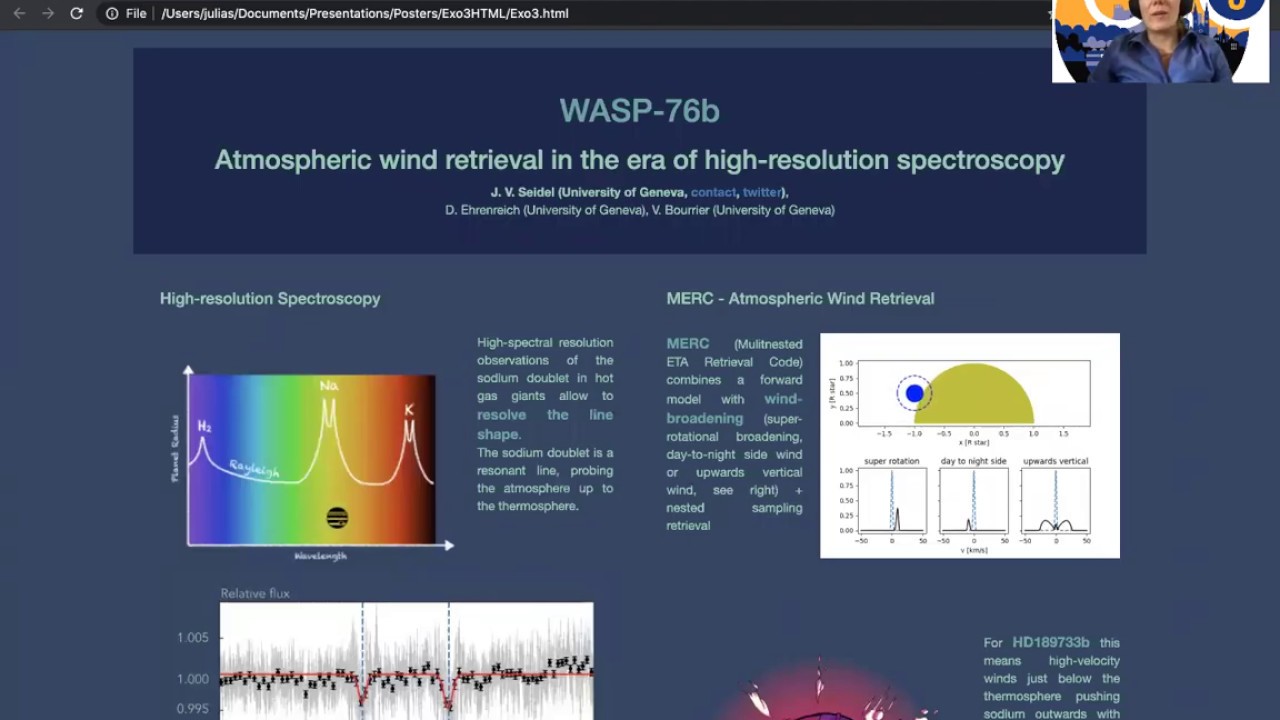 Exoplanets 3 conference, mini-presentation J.V. Seidel: WASP-76b, atmospheric wind retrieval ...