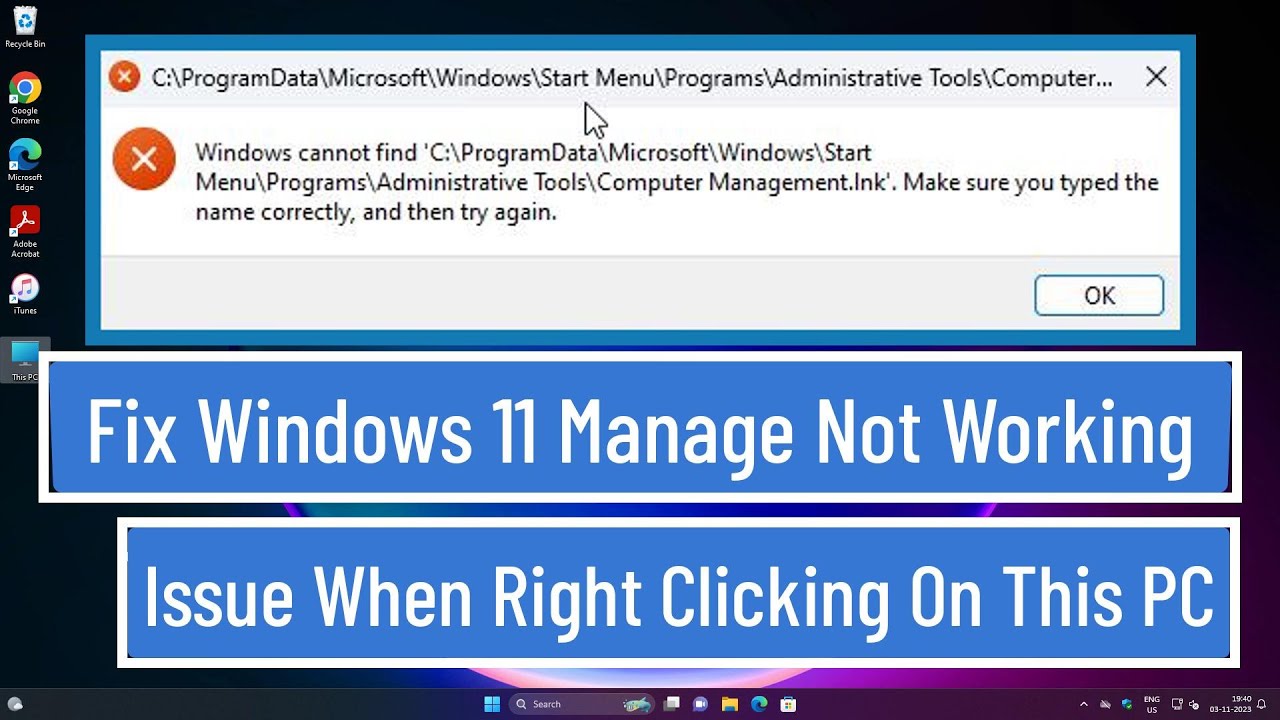 Fix Windows 11 Manage Option Not Working Issue When Right Clicking On ...