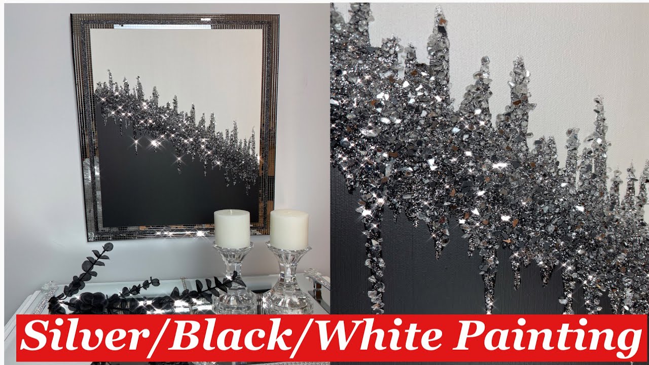 Easy DIY Silver/Black/White Painting - YouTube