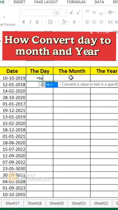 How to day and month, Year Convert Ms Excel #excelformula #exceltips #excel #spreadsheets - YouTube