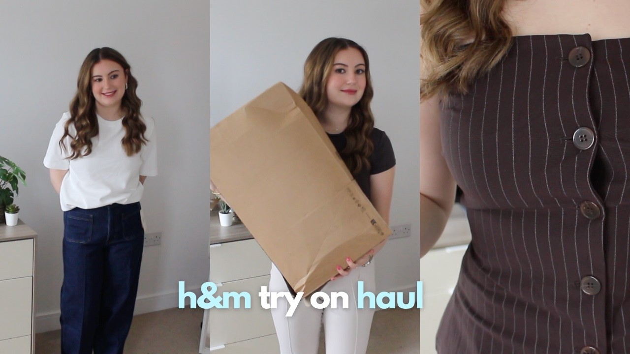 h&m try on haul | going out outfits, jeans & office looks - YouTube