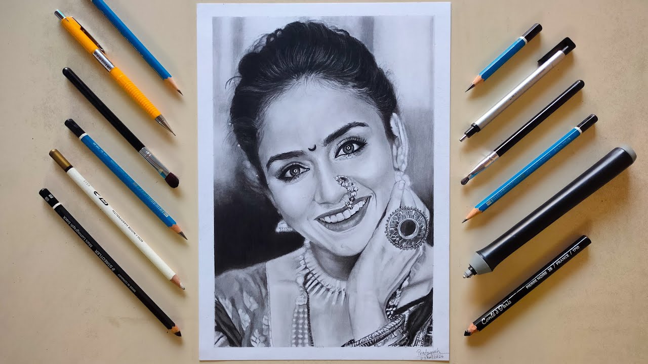Amruta Khanvilkar Drawing I Portrait Drawing I Marathi Actress I ...