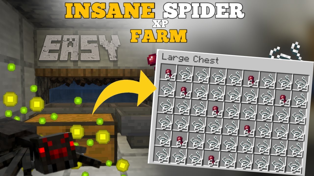 EASY SPIDER XP FARM💥Insane Loot & Fast Levels(Minecraft Survival) - YouTube