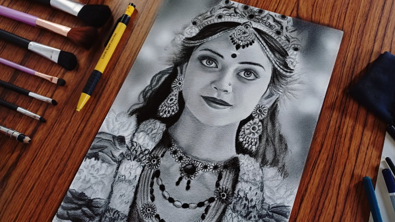 Maa Laxmi Pencil Drawing | Sn Art - YouTube