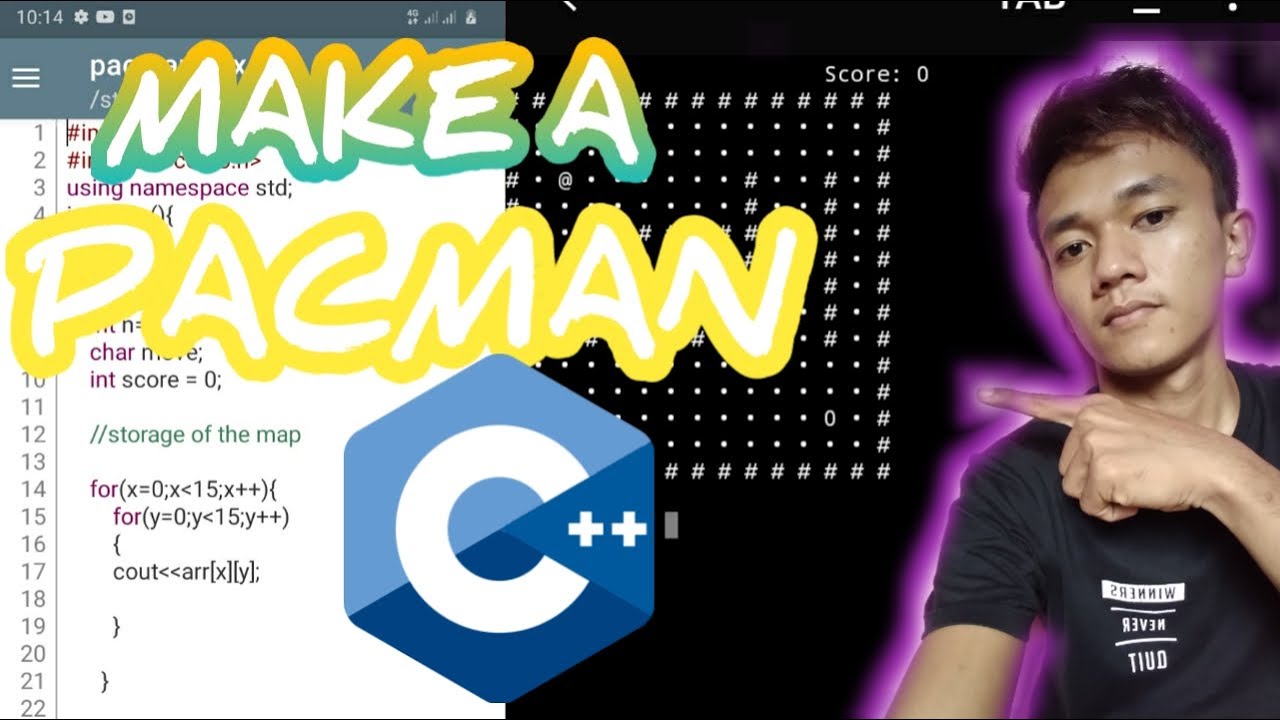 HOW TO MAKE A PACMAN GAME IN C++ LANGUAGE USING MOBILE PHONE- PROGRAMMING TUTORIAL FOR BEGINNERS ...