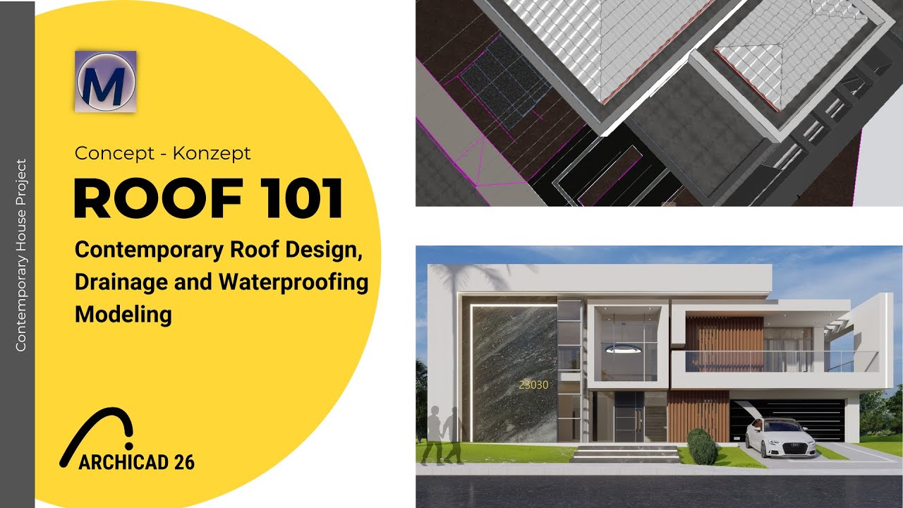 ArchiCAD 26 Contemporary Roof Design, Drainage System Multiple ...