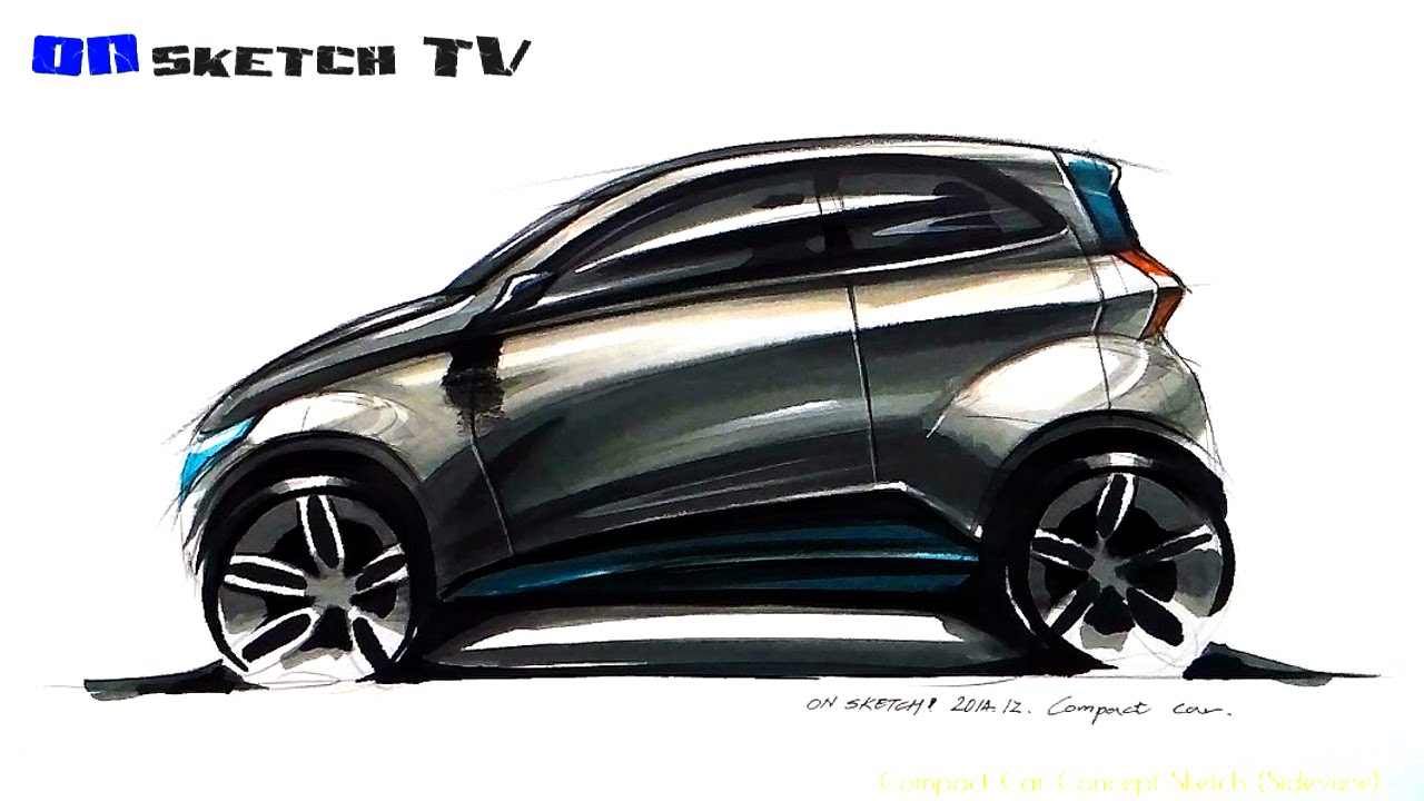 온스케치 TV Sketch - " Compact car Concept sideview Sketch (Color Pencil+AD ...