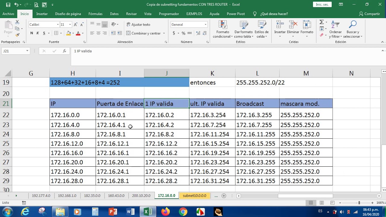 Parte2 tabla de subnetting planeacion - YouTube
