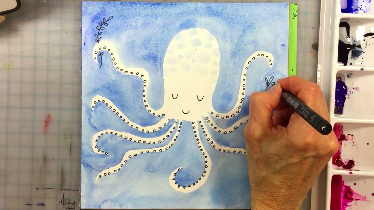 How to Paint an Octopus (with fish!) - YouTube