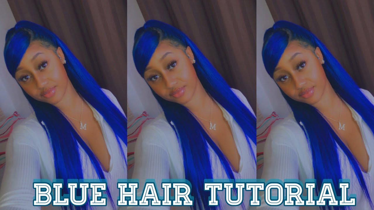 "SWOOP BANG" HALF UP HALF DOWN TUTORIAL + BLUE HAIR - YouTube