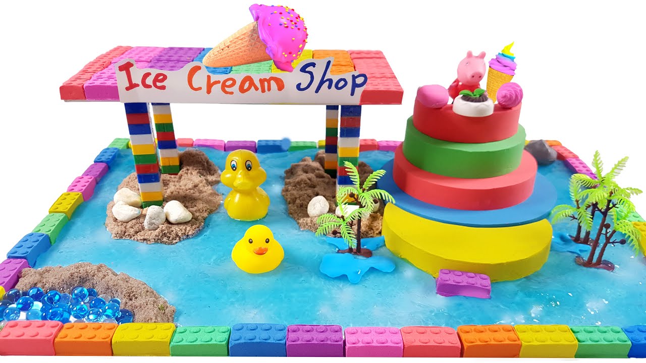 Satisfying Video / How to Make a Kinetic Sand Ice Cream shop Pool ...