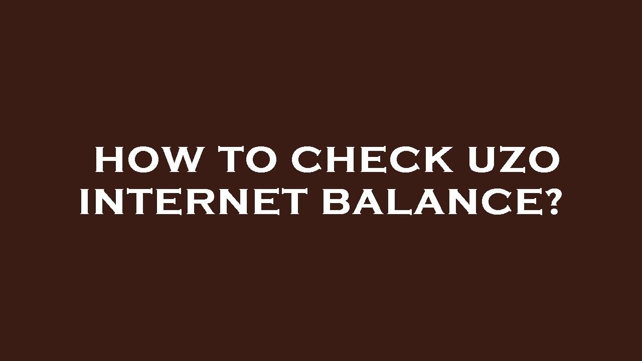 How to check uzo internet balance? - YouTube