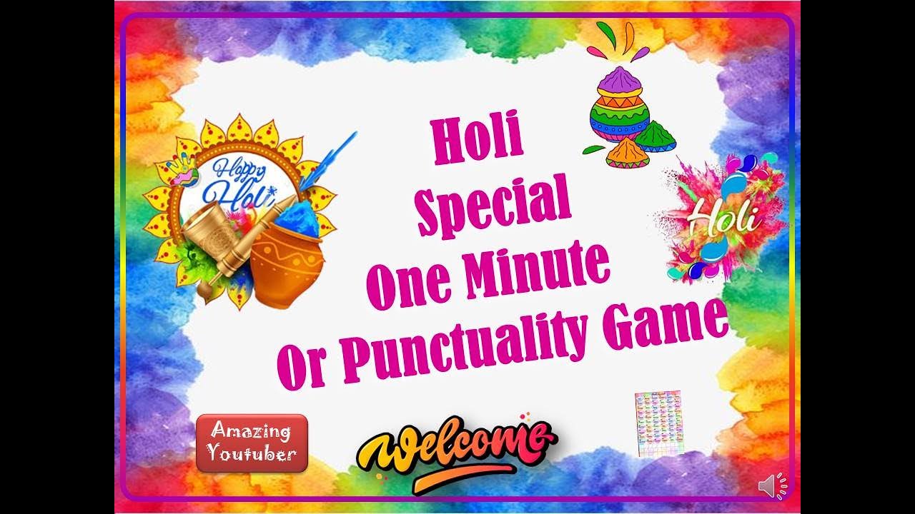 Holi होली Punctuality Game | One minute Holi game | Holi party Big group Game | March Party Game ...