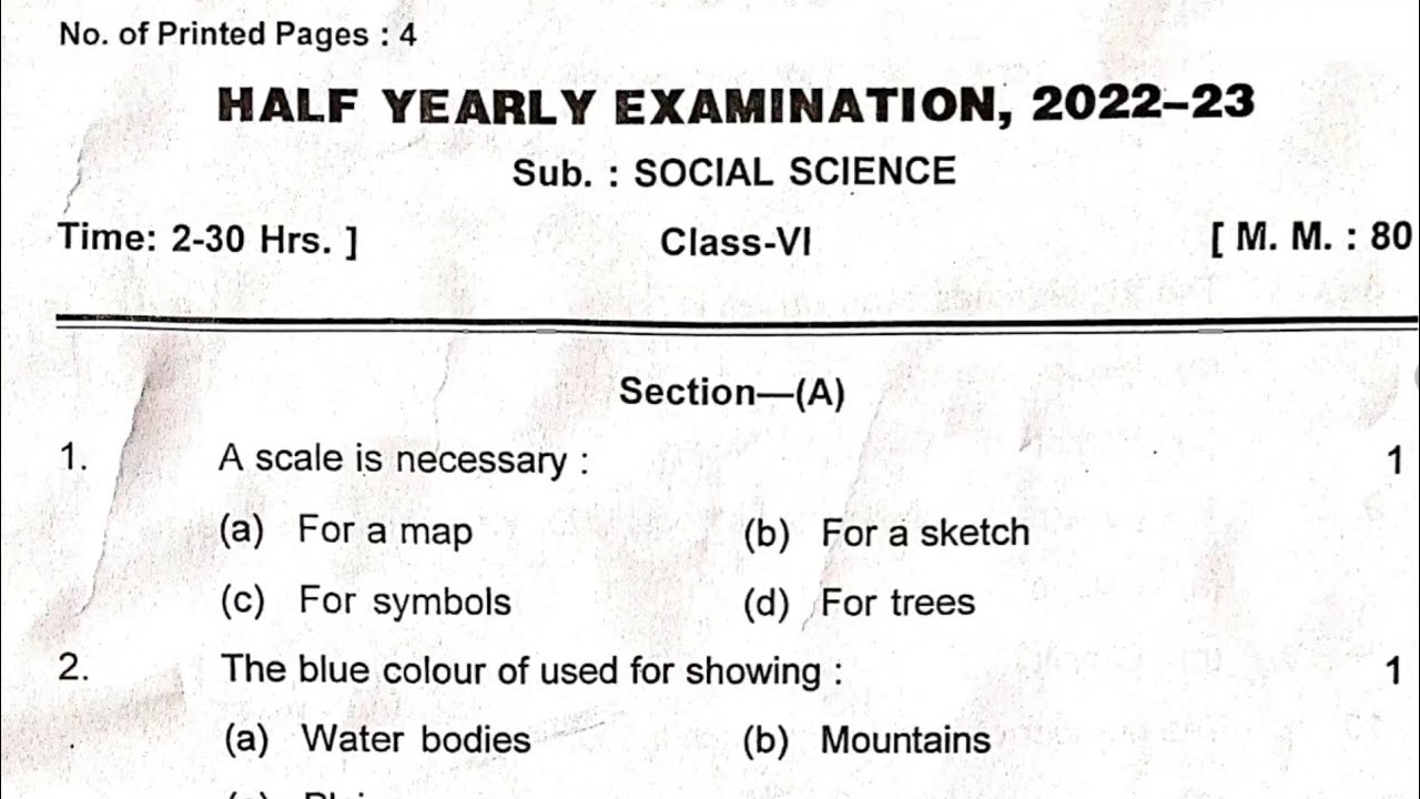 Half Yearly Exam Class 6 SST Social Science Exam Question Paper For half-yearly-exam-class-6-sst-social-science-exam-question-paper-for