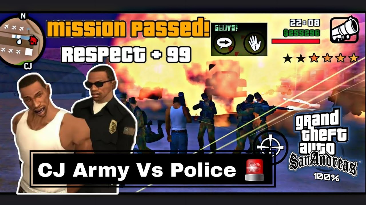 Gta San Andreas,CJ Army Vs Police 🚨 - YouTube