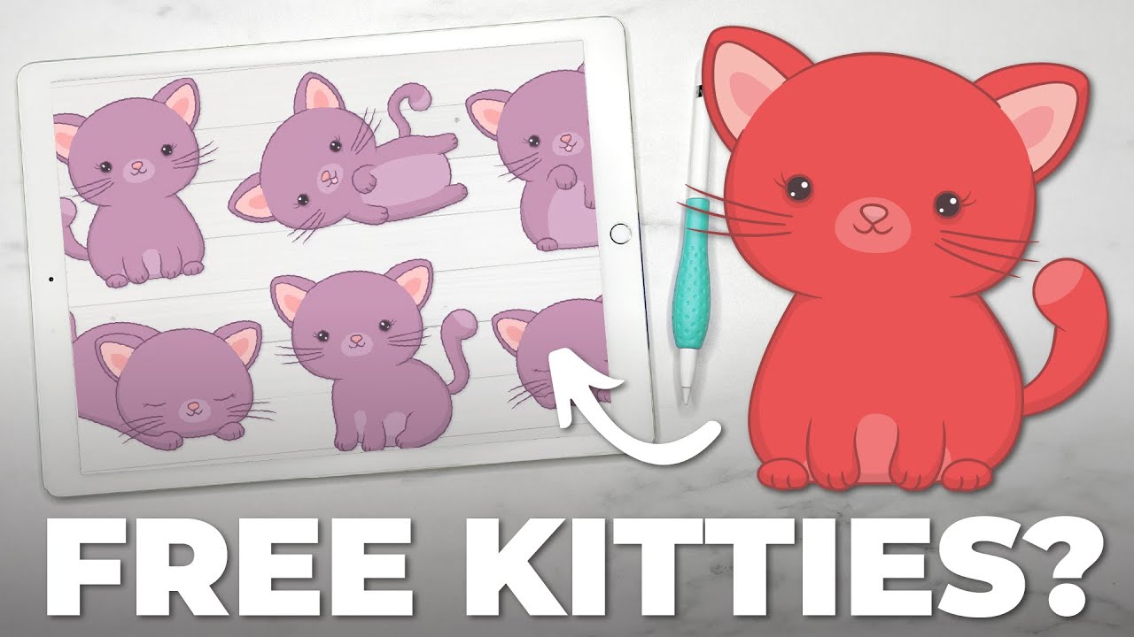 Drawing Cute Kitties in Procreate & Illustrator Time-Lapse (Plus Free Kitty Art!) - YouTube