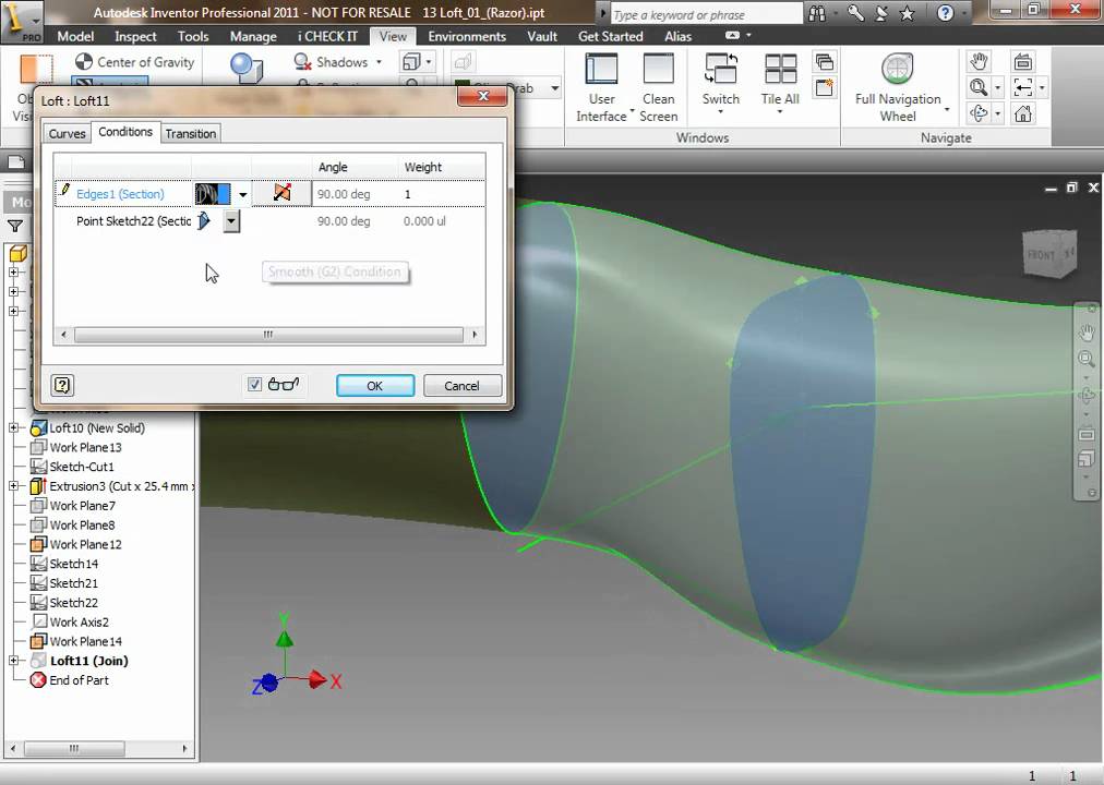 Autodesk Inventor Tips & Tricks - Loft G2 Smooth & Tangent Transition ...