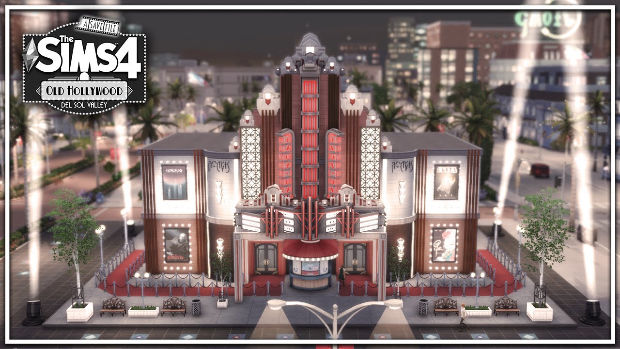 Art Deco style THEATER | #OldHollywoodSaveFile | Sims 4 speed build ...