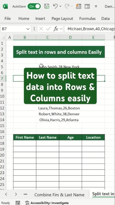 Split text data into Rows & Columns easily. #excel #exceltips #exceltricks #shorts @kttrained ...