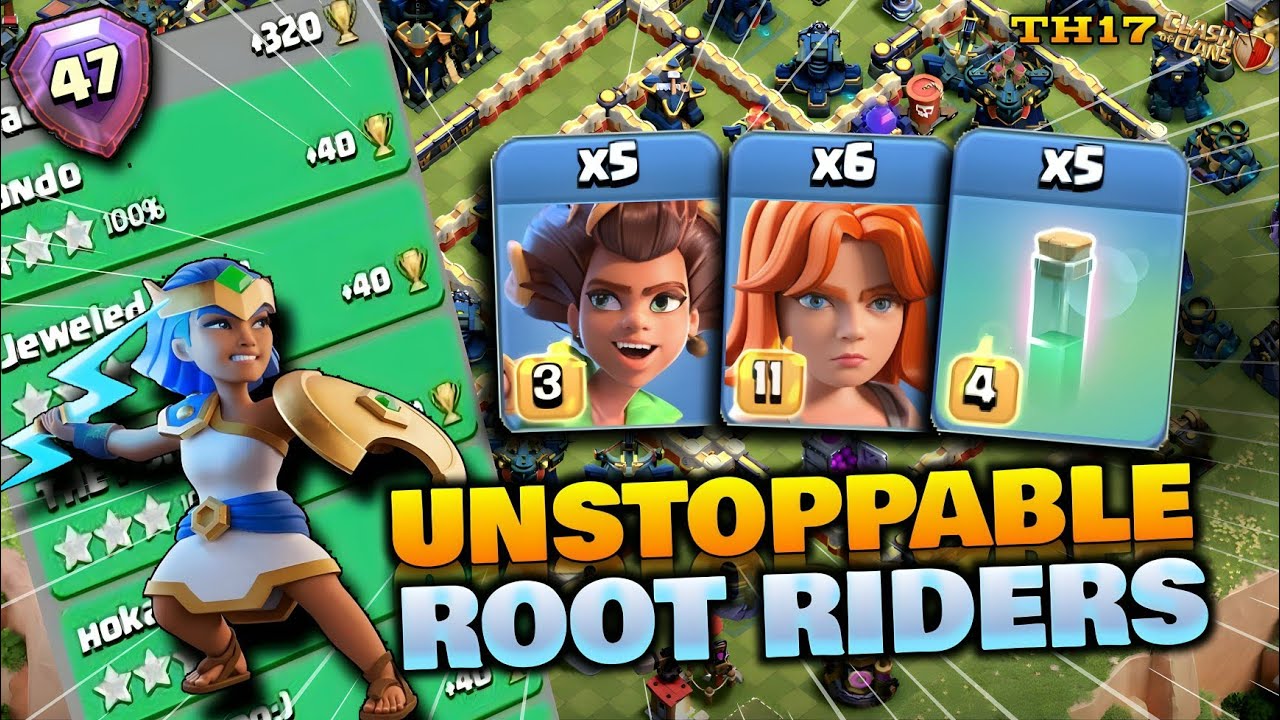 Root Rider Attack Th17 | Legend League Day 25 | Clash with Dark | COC ...