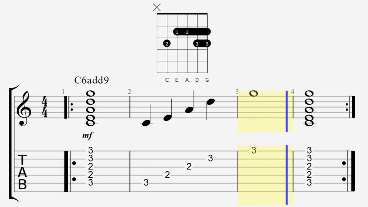 How to play the C6add9 chord on Guitar - YouTube