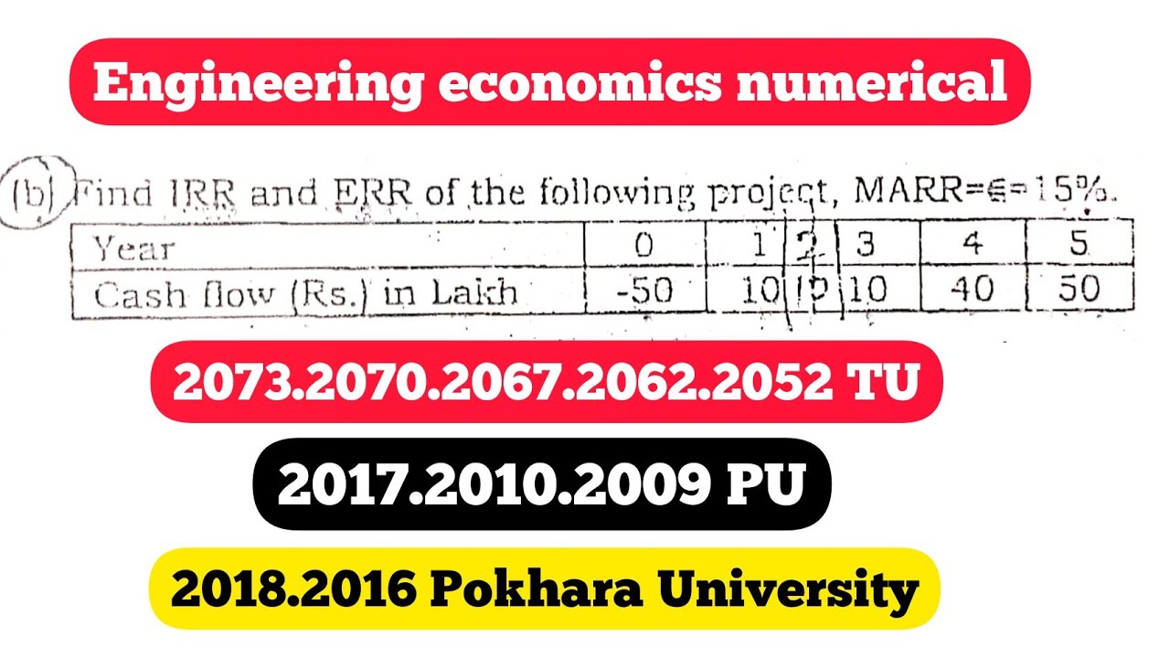 Find IRR & ERR Value | Engineering economics numerical | 2017 PU | TU ...