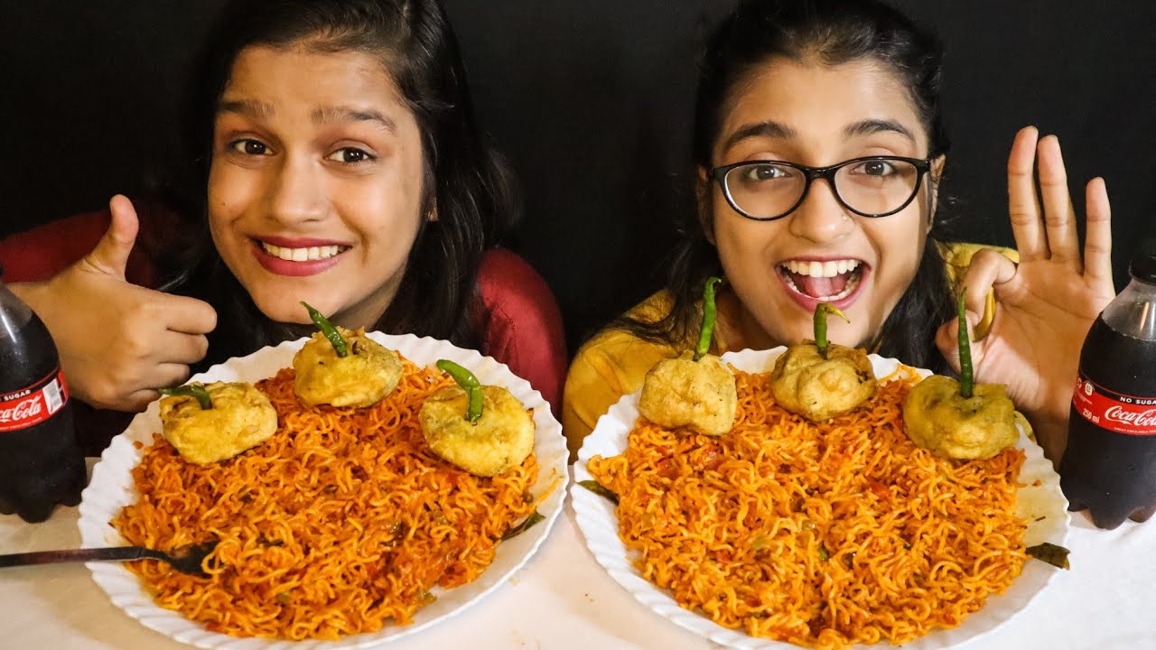 SPICY MAGGI NOODLES WITH ALOO WADA EATING CHALLENGE | SPICY MAGGI ...