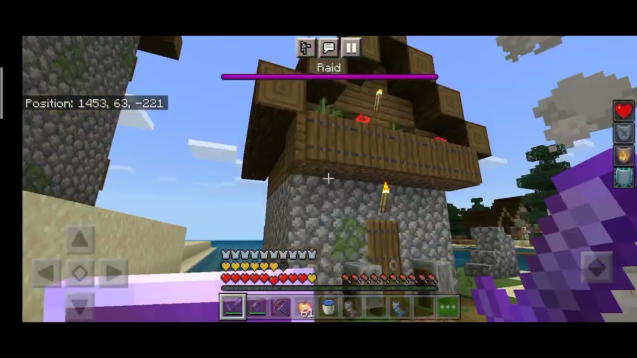 fighting a Raid in Minecraft Bedrock - YouTube