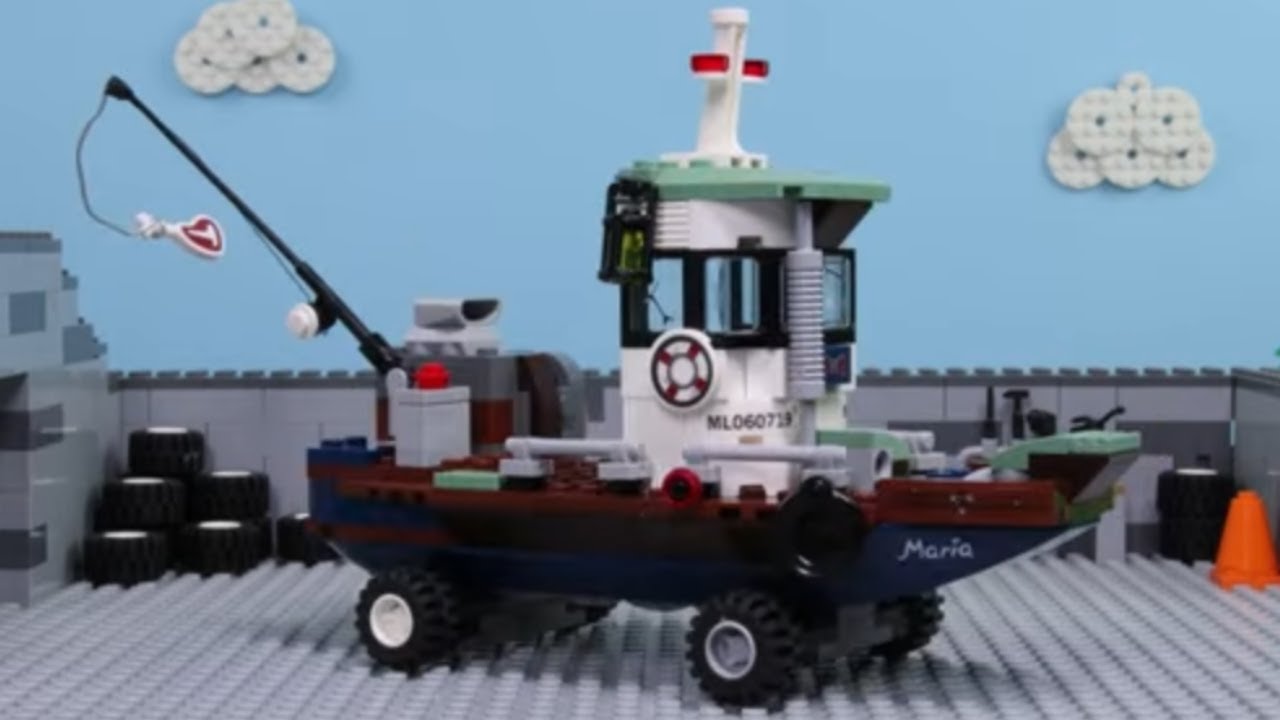 LEGO Experimental Fisherman Boat STOP MOTION LEGO Vehicles for Kids ...